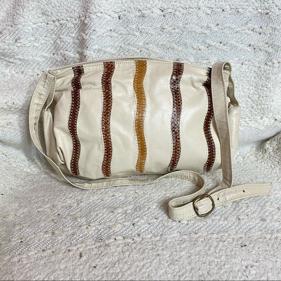 Bags | Vintage Beige Leather Brown Snake Skin Purse | Poshmark